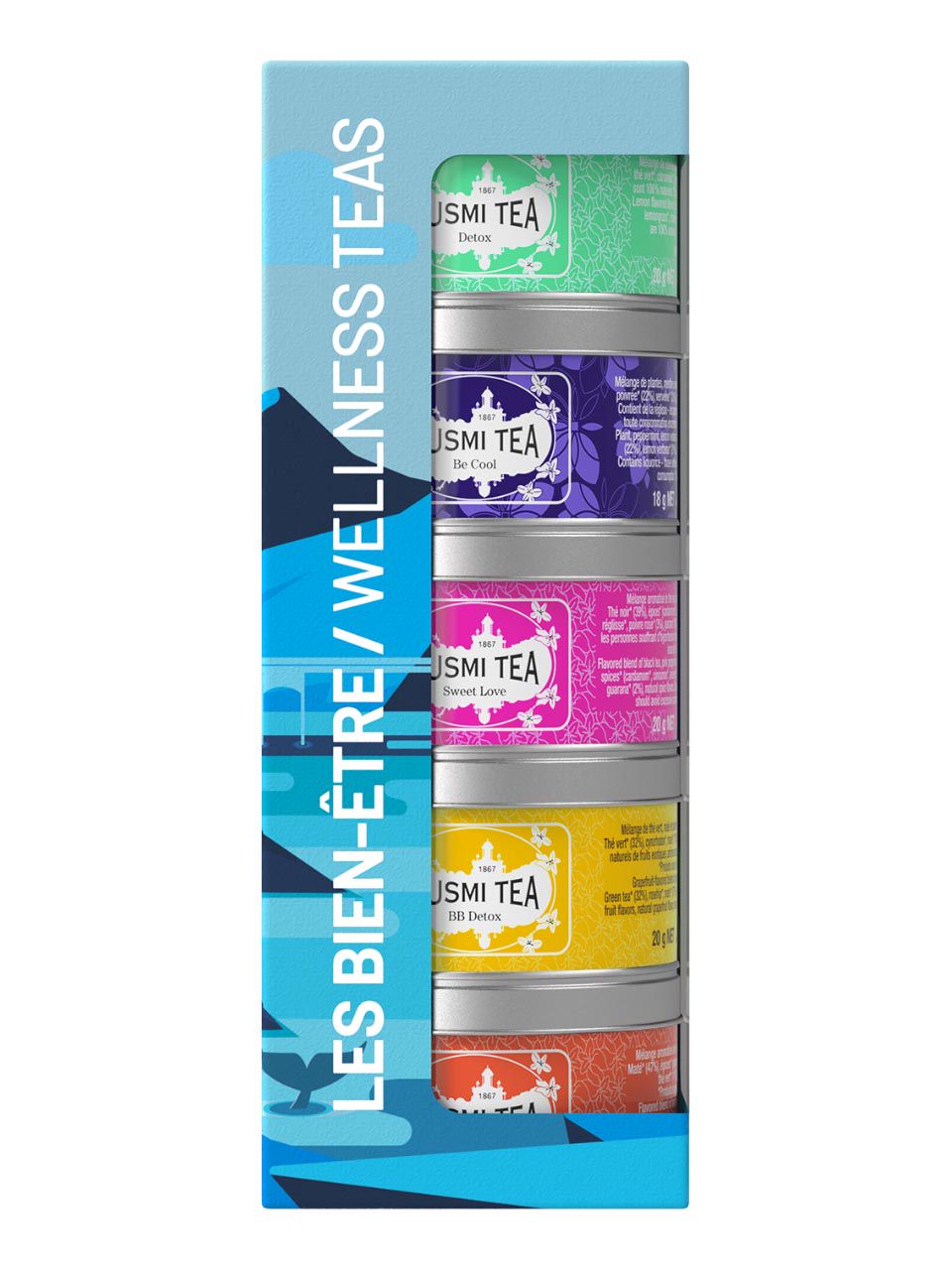 BIO Packung mit 5 Minidosen mit aromatisiertem Tee und Kräutertee ...