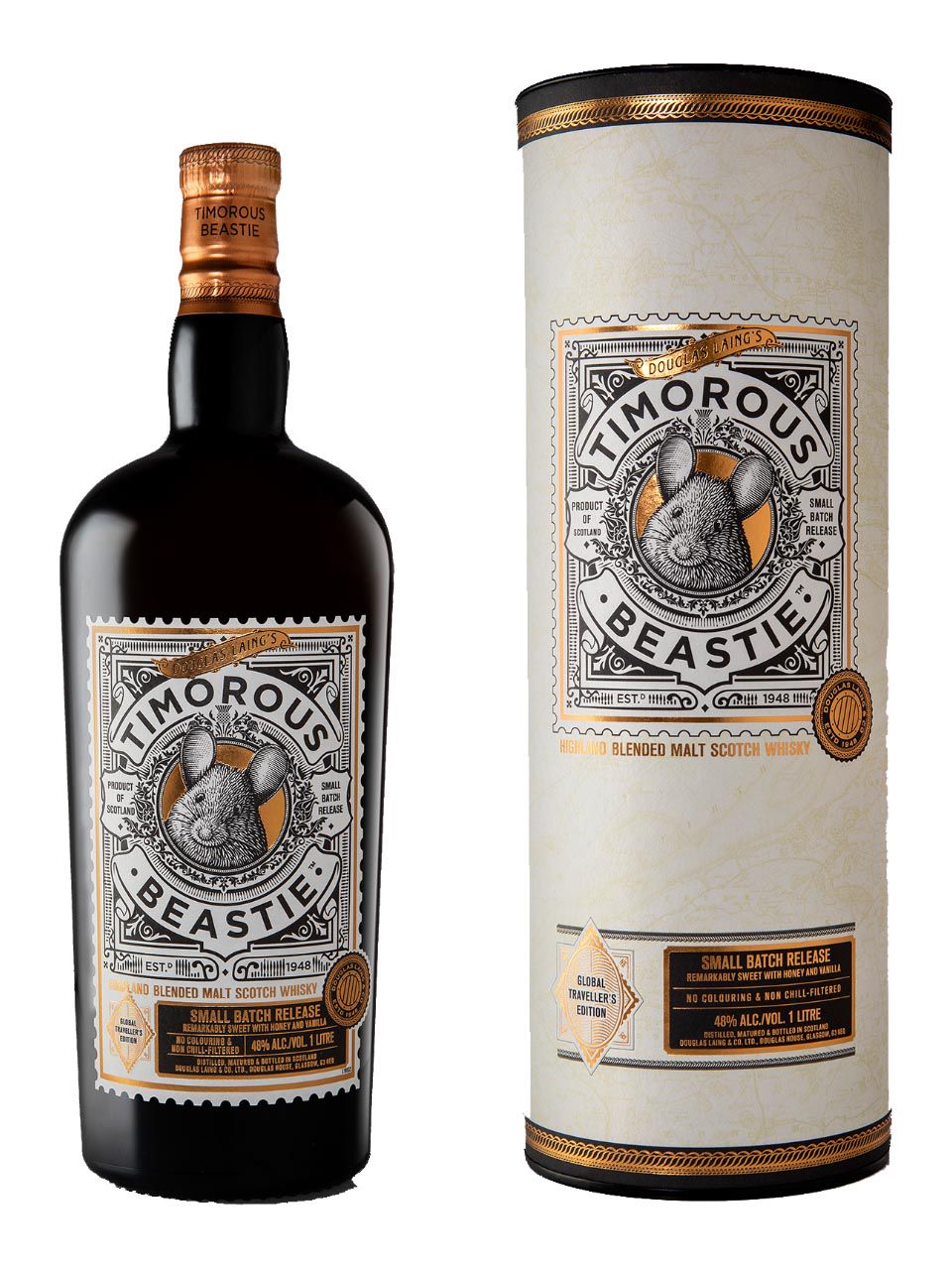 Timourous Beastie Blended Malt Scotch Whisky 48% 1L gift pack ...