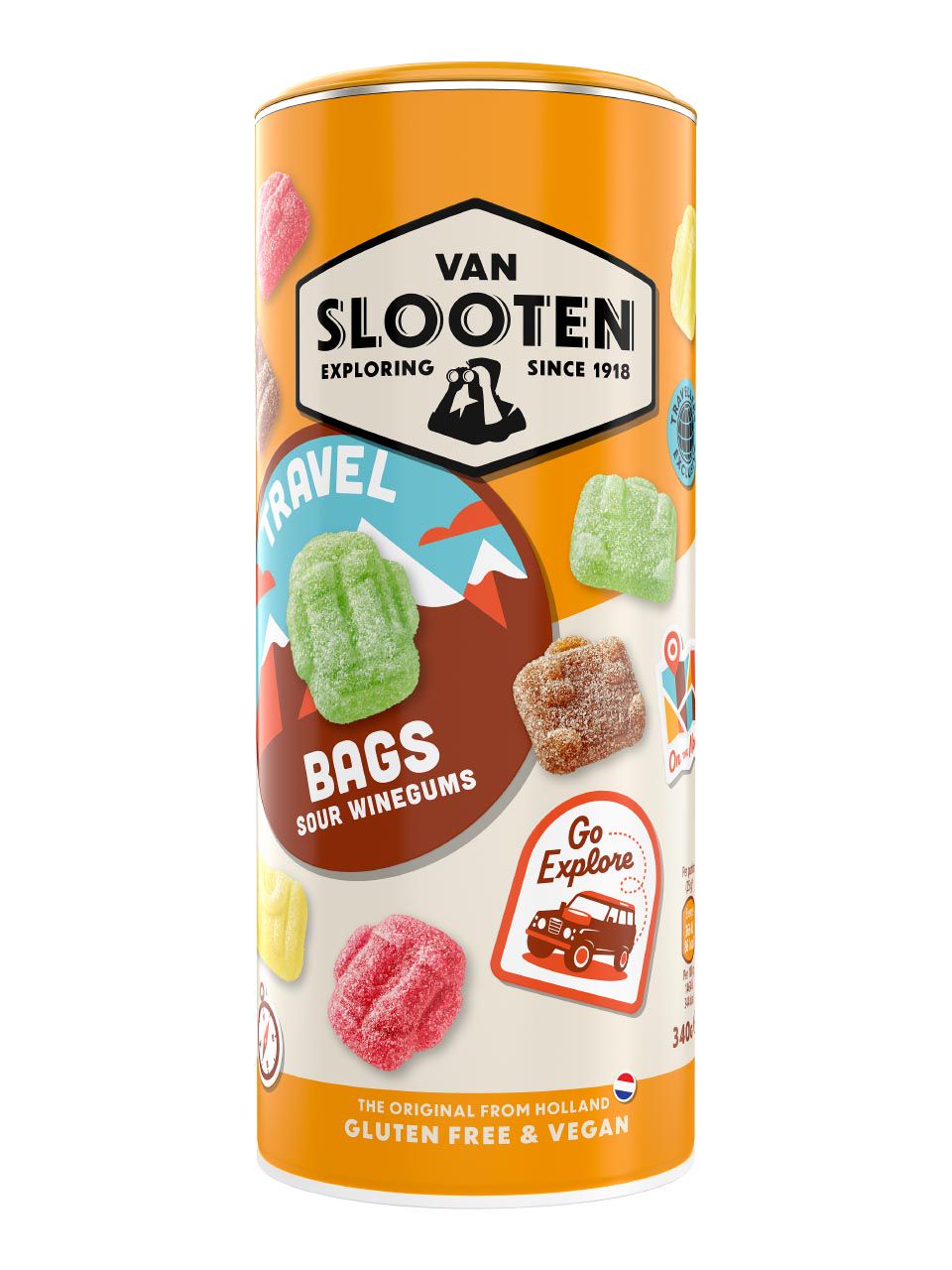 Van Slooten Travel Bags 340g Vegan and Gluten Free - Fizzy Winegums ...