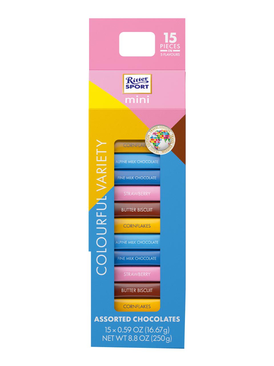 Ritter Sport Mini Tower with 15 mini bars in 5 different flavors 250g ...