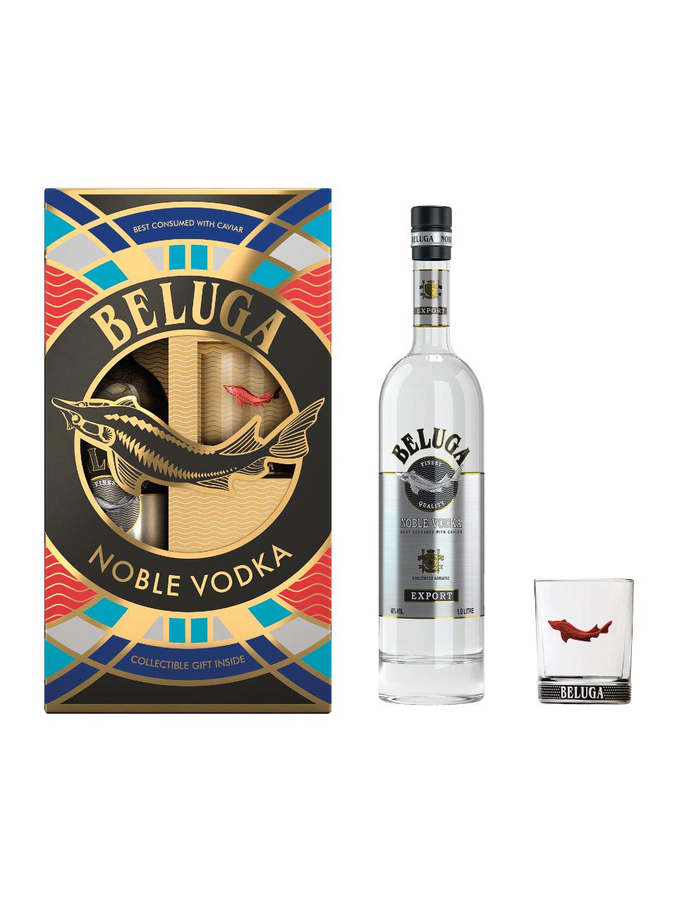 Beluga Noble Vodka 40% 1L gift pack with glass | Frankfurt Airport ...
